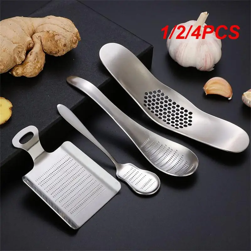 1-2-4PCS-Stainless-Steel-Curved-Garlic-Press-Mincer-Manual-Ginger ...