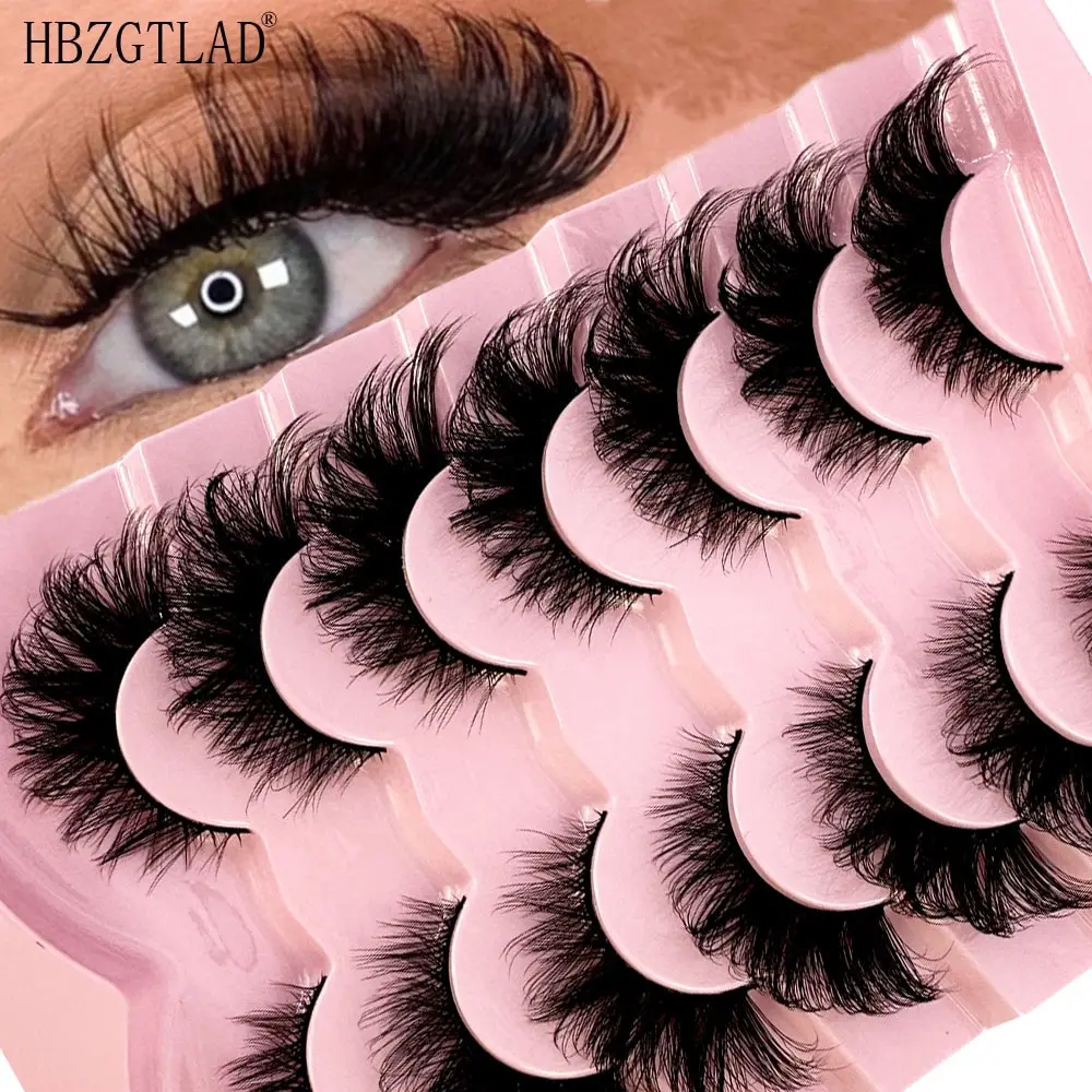 NEW-Cat-Eye-Eyelashes-5D-Natural-False-Lashes-Fluffy-Soft-Cross-7pairs ...