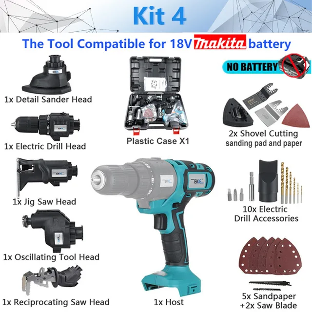 10 in 1 Brushed multifunctional tools Power Tools Set Chainsaw Multitool Electric Screwdriver ...