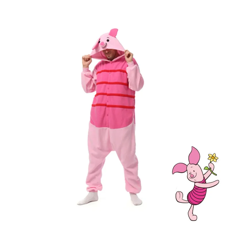 Halloween Anime Piglet Onesie Kigurumi Cosplay Costume Pink Pig Pajamas Adult One Piece Animal Cartoon Jumpsuit Sleepwear AliExpress