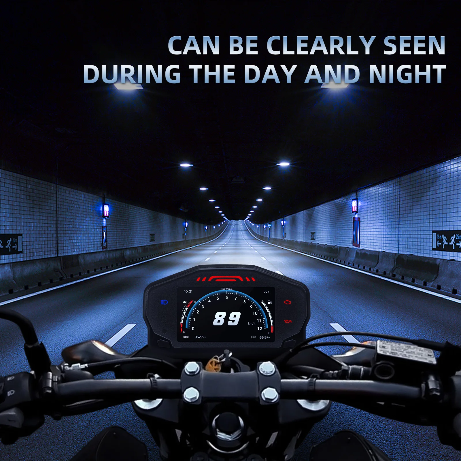 LCD Digital Speedometer For motorcycle -TFT Screen Motorcycle Odometer Gauge Tachometer - Racext