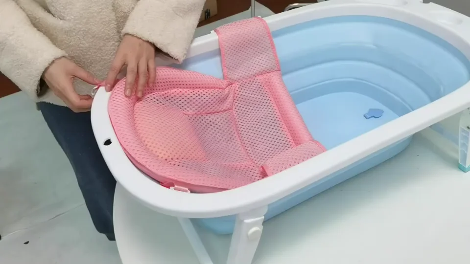 Baby Bath Pad Comfortable Non-Slip Bathing Cushion Pad Safety T Type Mat Infant Bath Seat Net ...
