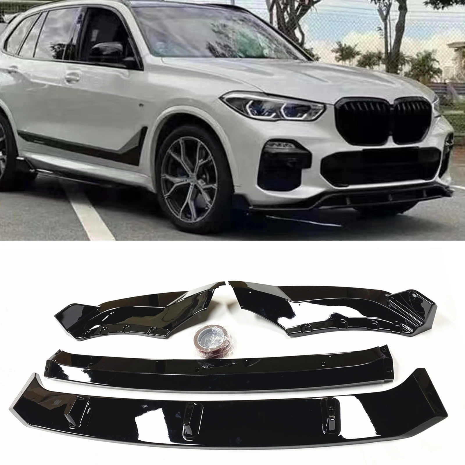 Glossy Black Auto Front Bumper Spoiler Lip Lower Splitter ABS Guard ...