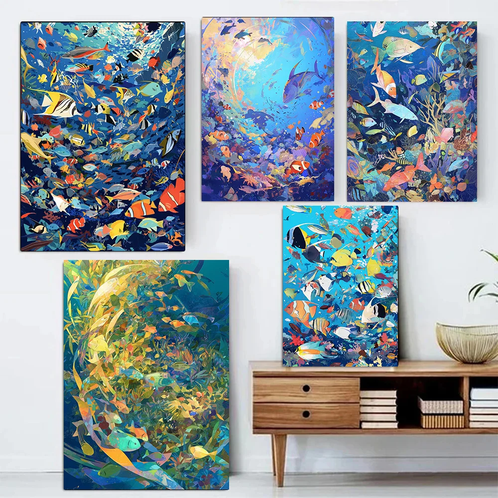 Beautiful-Schools-of-Fish-in-the-Sea-Posters-for-Wall-Stickers ...