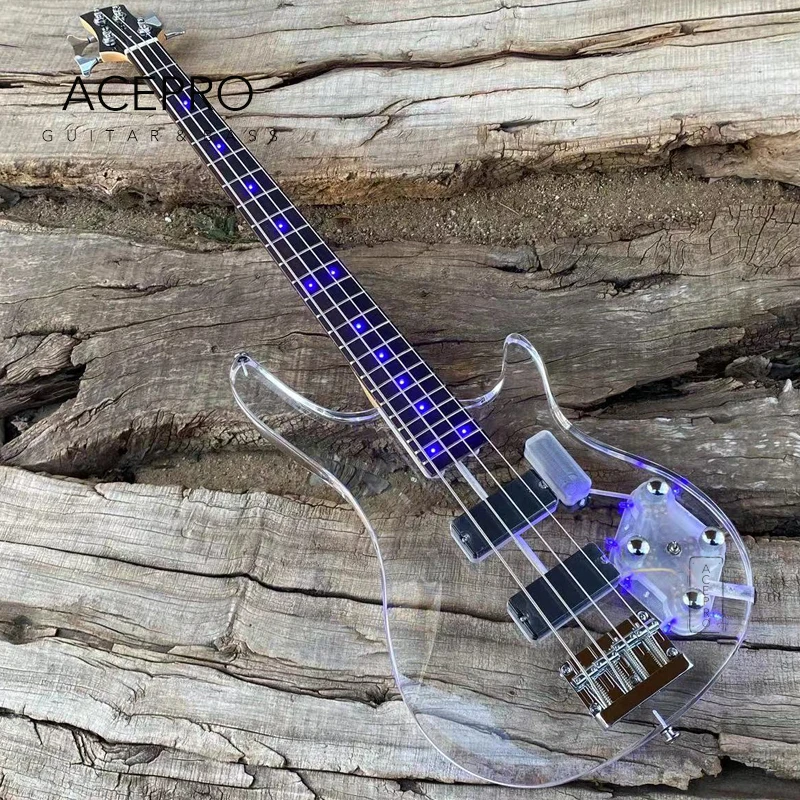 Led Light Acrylic Electric Guitar | Acrylic Electric Bass Led Lights ...