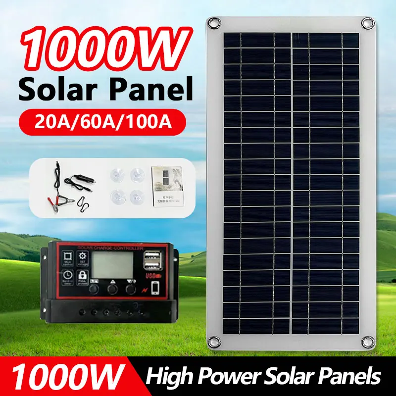 1000W Solar Panel 12V Solar Cell 10A-60A Controller Solar Panel for ...