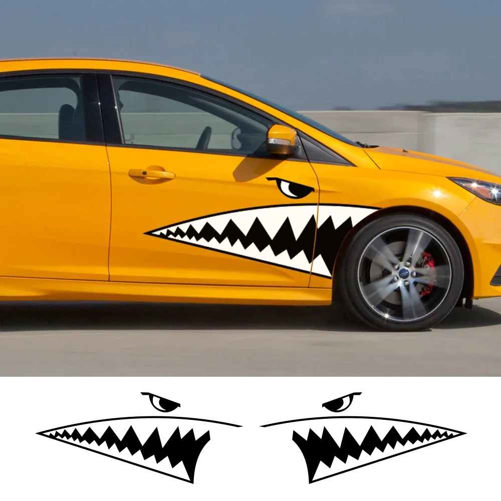 Funny Shark Car Stickers Door Side Vinyl Film for Peugeot Mitsubishi ...
