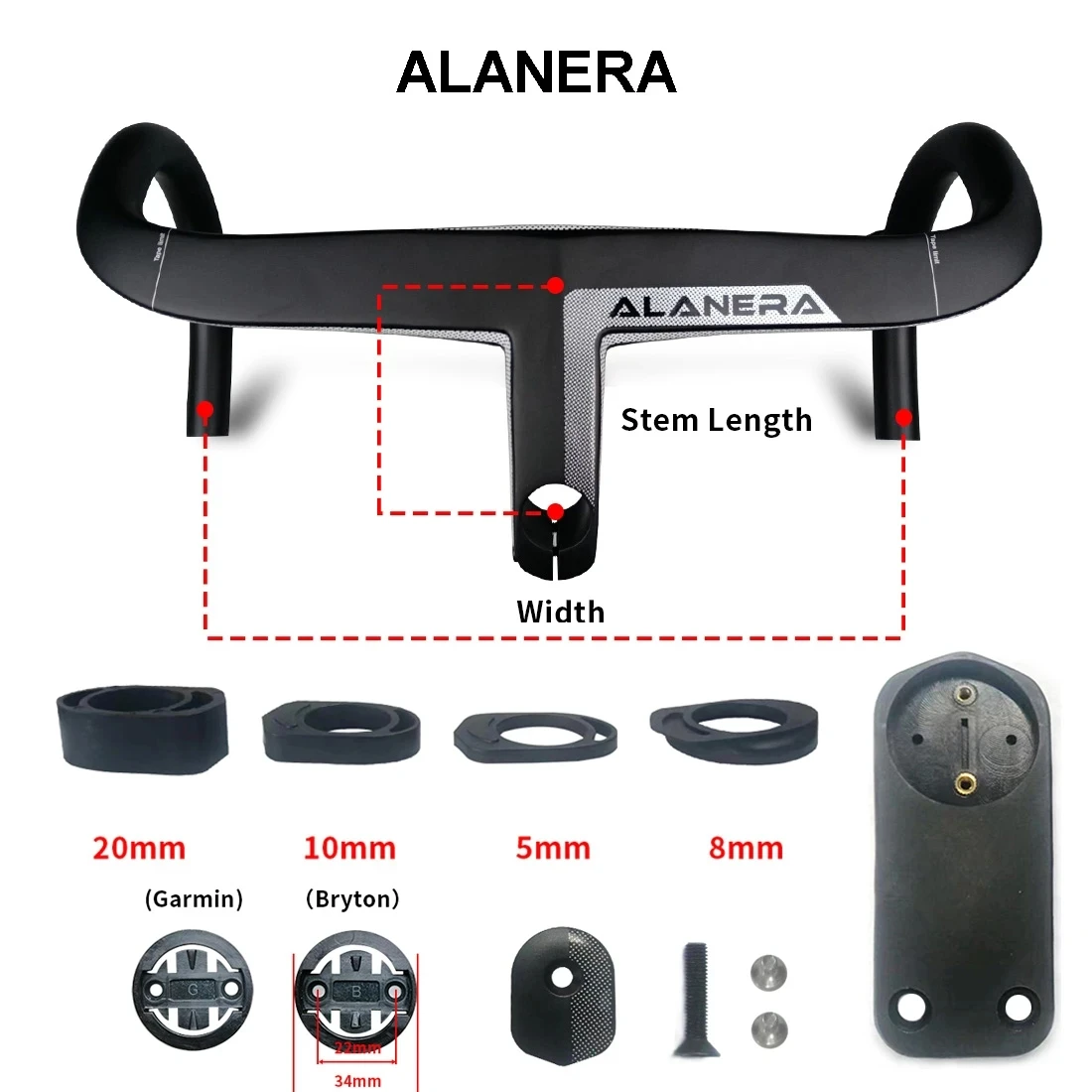 ALANERA Carbon Road Handlebar 28.6mm Bicycle Integrated Drop bars Bike ...