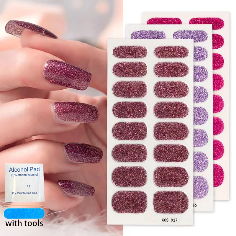 Long-lasting-Nail-Sticker-Pure-Color-Glitter-Design-Beauty-Stickers ...