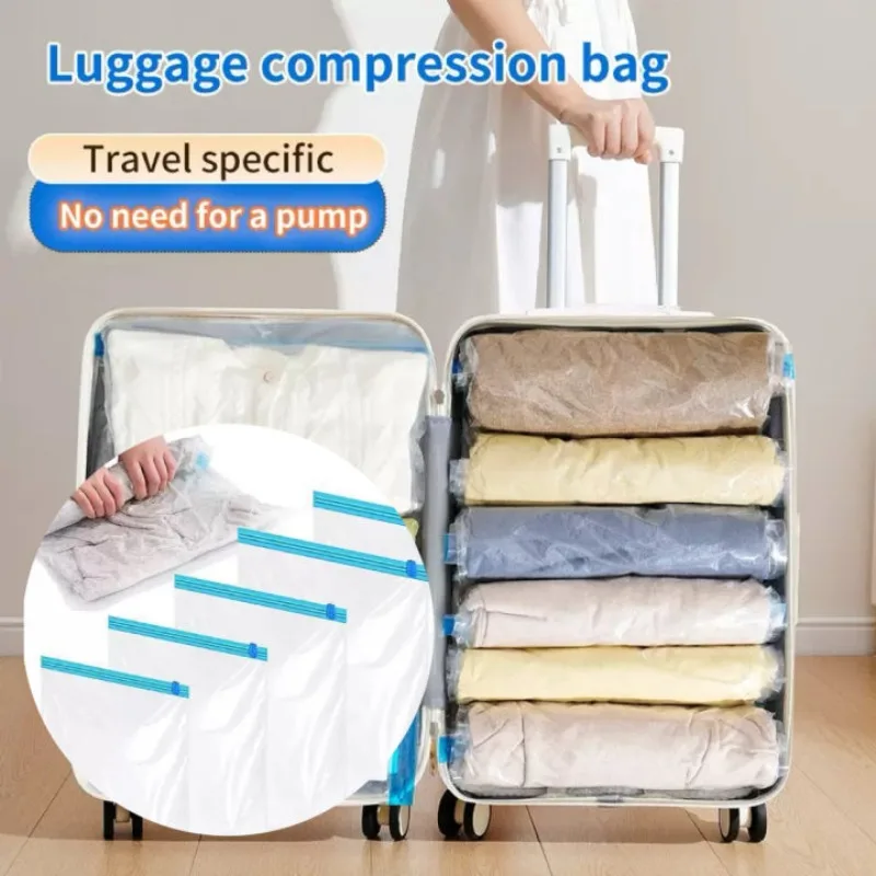 8 Pack Roll Up Compression Bags Reusable Vacuum Storage Bags for Travel ...