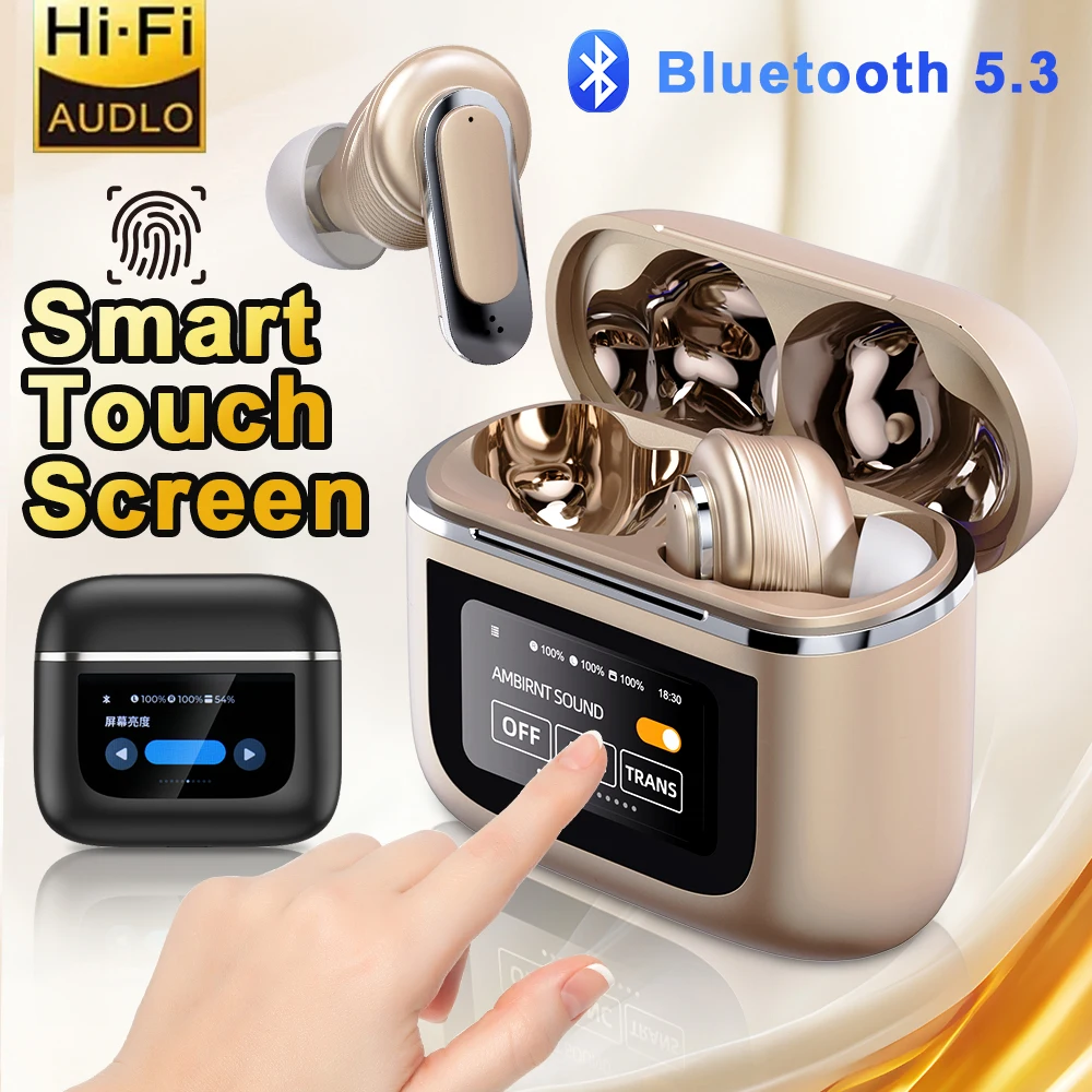 Wireless-Bluetooth-Headset-LCD-Touch-Screen-TWS-Active-Noise-Canceling ...