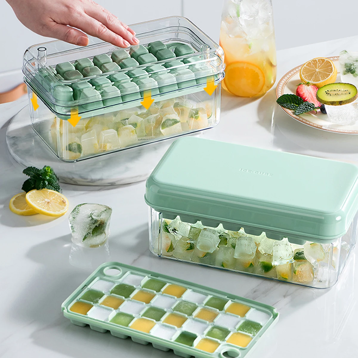 WMMO-Summer-Ice-Cube-Box-with-Lid-Press-Diagonally-to-Remove-Ice-Cube ...