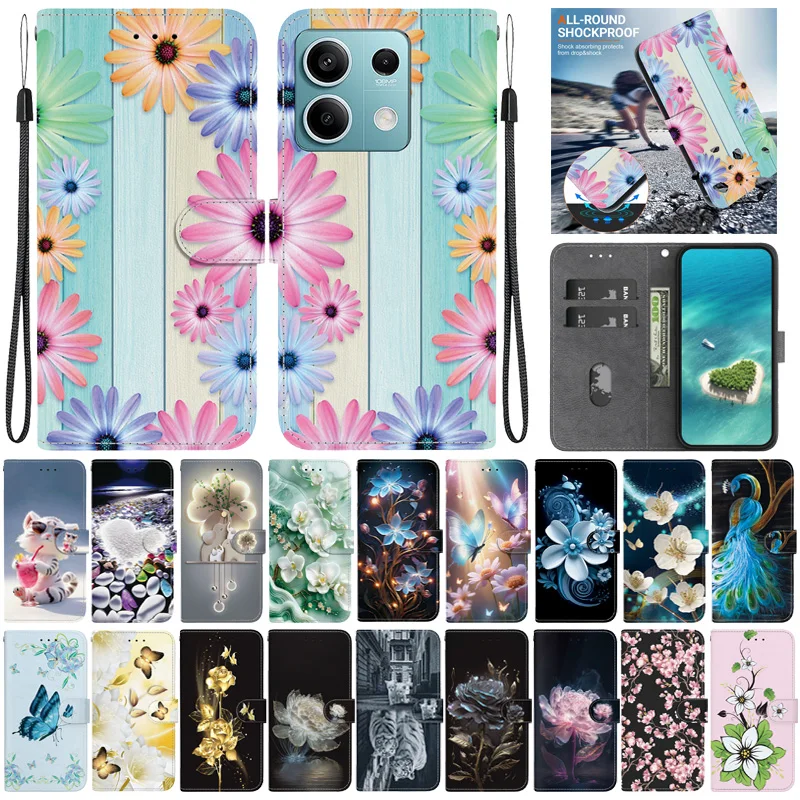3D Fashion Leather Magnetic Case For Funda Xiaomi Redmi Note 13 Note13 ...