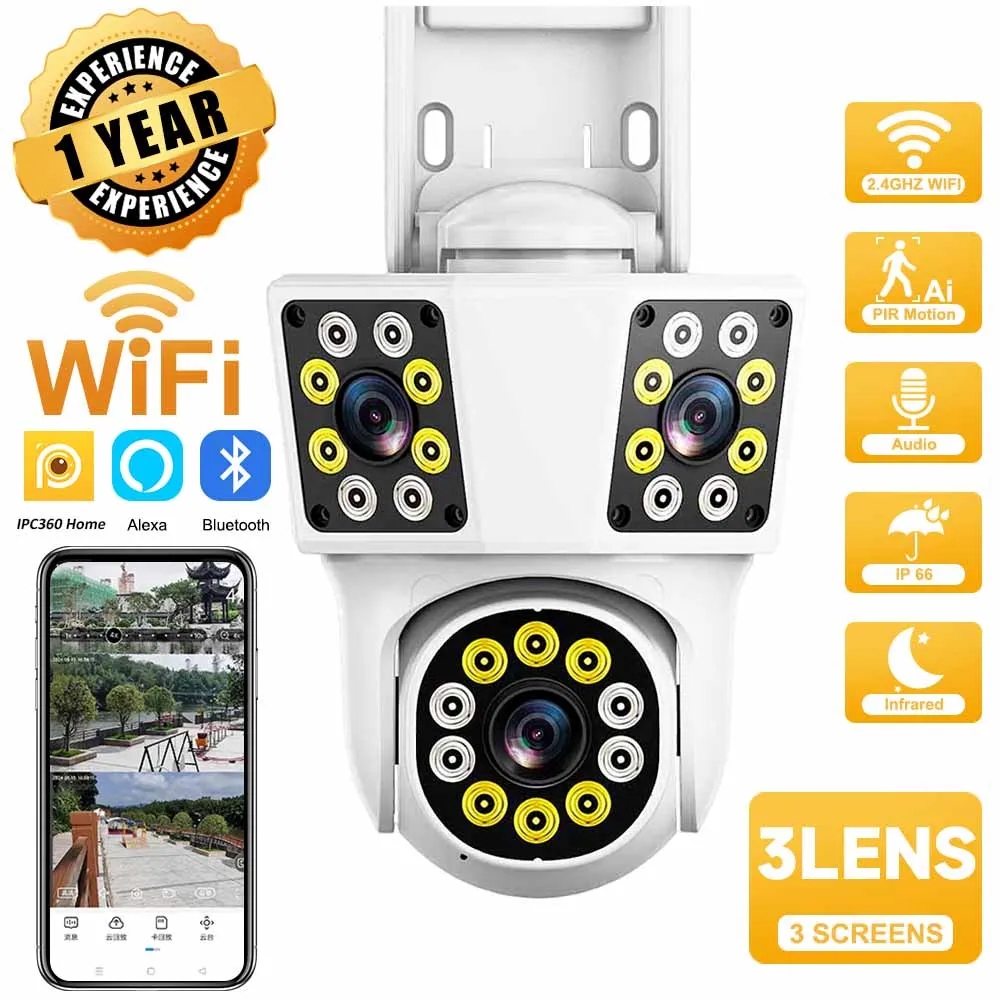 3-lens-3-Screens-IP-Outdoor-Camera-WIFI-Motion-Tracking-PTZ-Video-CCTV ...