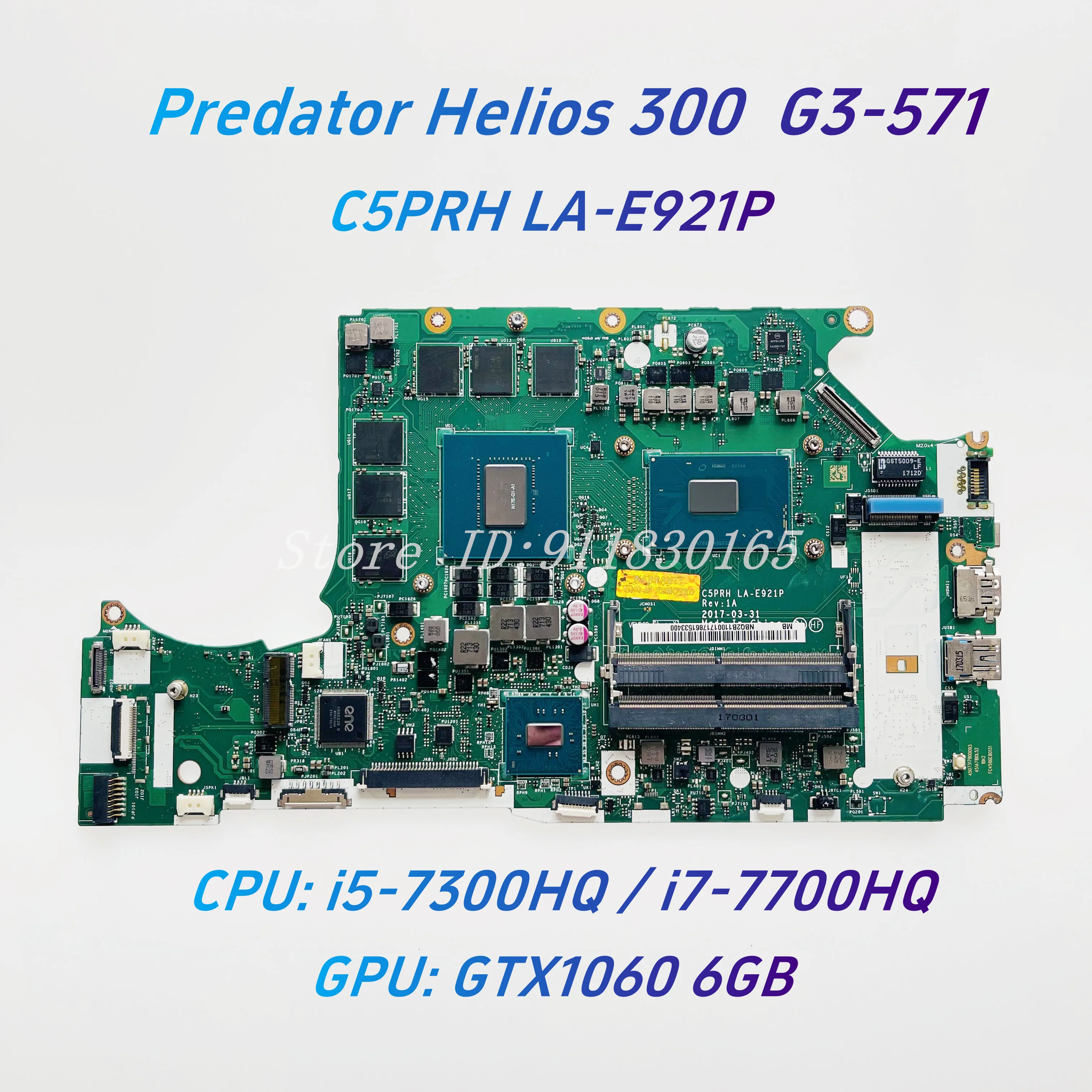 C5PRH-LA-E921P-For-Acer-Predator-Helios-G3-571-Laptop-Motherboard ...