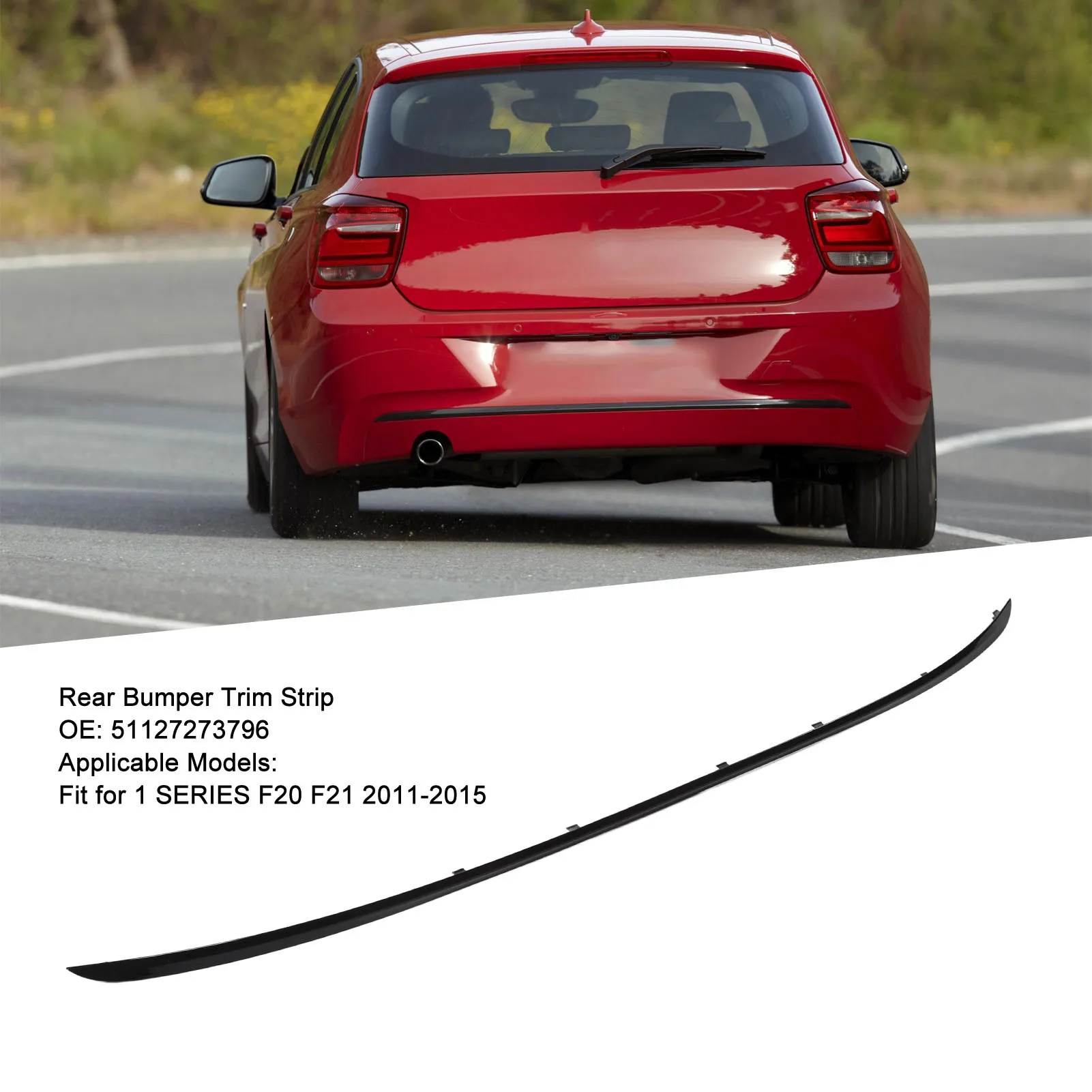 자동차 후면 범퍼 장식 트림 스트립 몰딩 51127273796 BMW 1 시리즈 F20 F21 2011 ~ 2015 용 유선형 ...