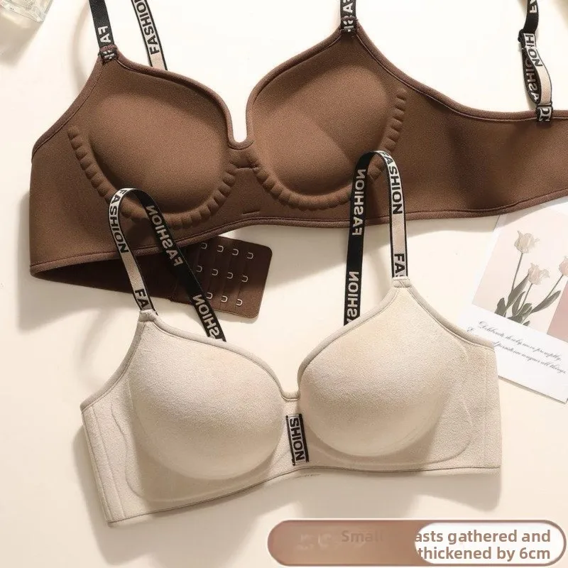 6CM Push Up Bra for Small Chest - Velvet Plunge Bra with Letter Straps ...