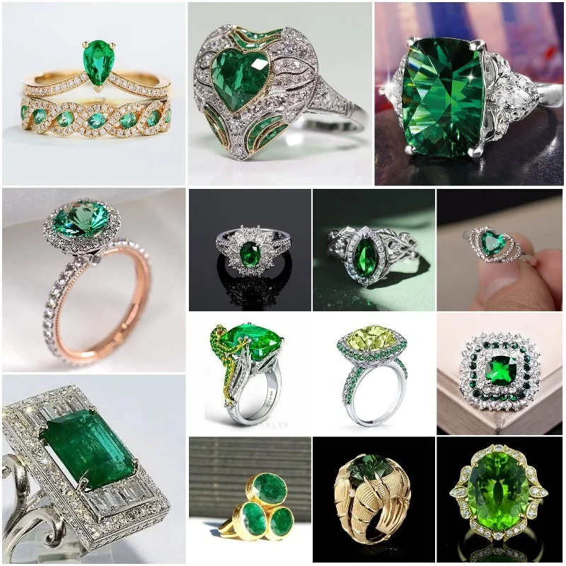 Anillo-grande-de-piedra-verde-para-Mujer-regalo-de-boda-joyer-a-de-lujo ...
