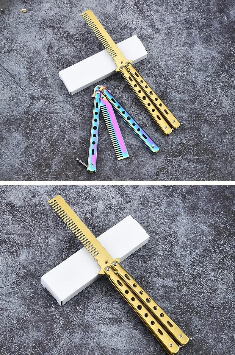 Butterfly Comb Stainless Steel Practice Butterfly Knife Practice Hair ...