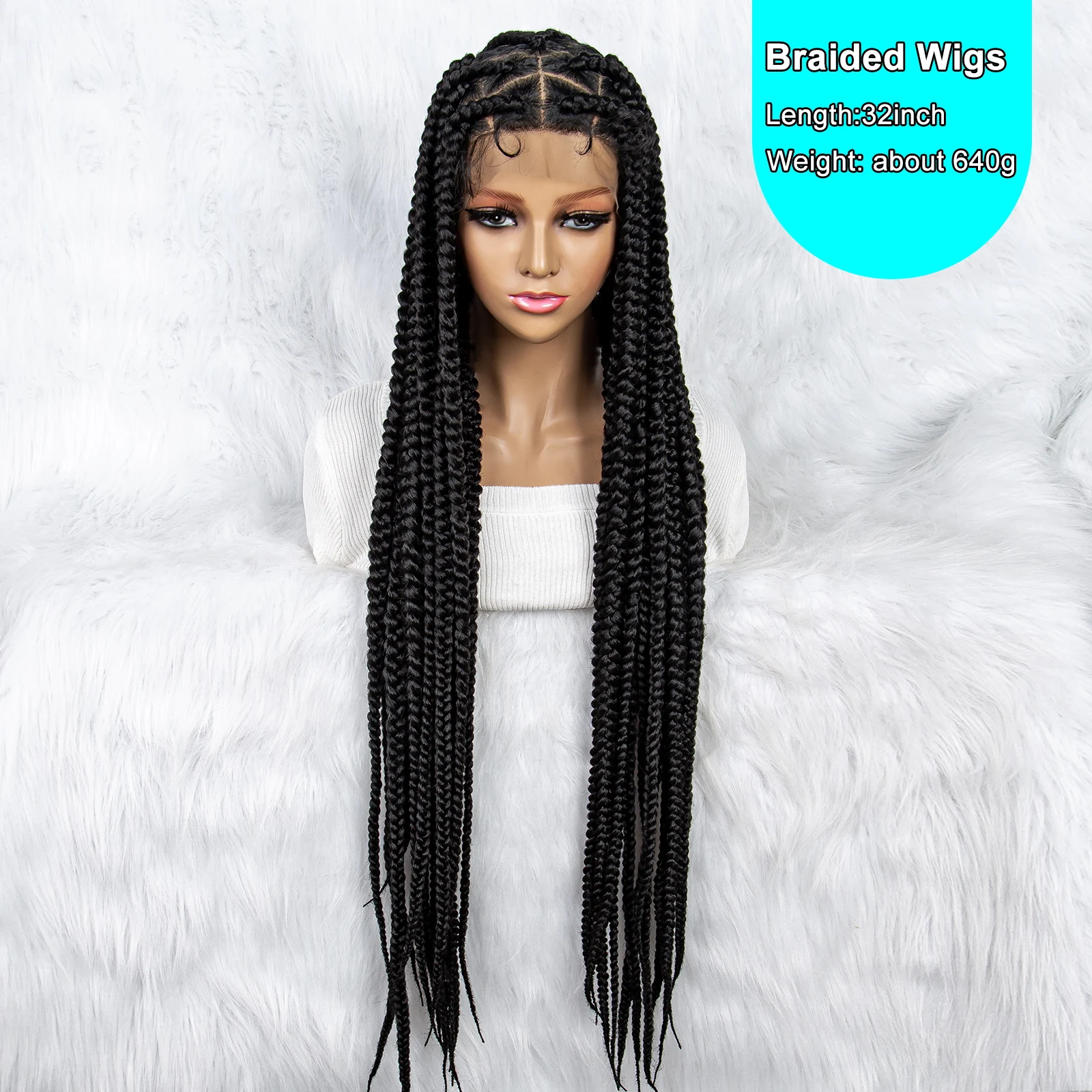 Braided Wigs for Women Synthetic Lace Front Wig Big Knotless Box Braids ...