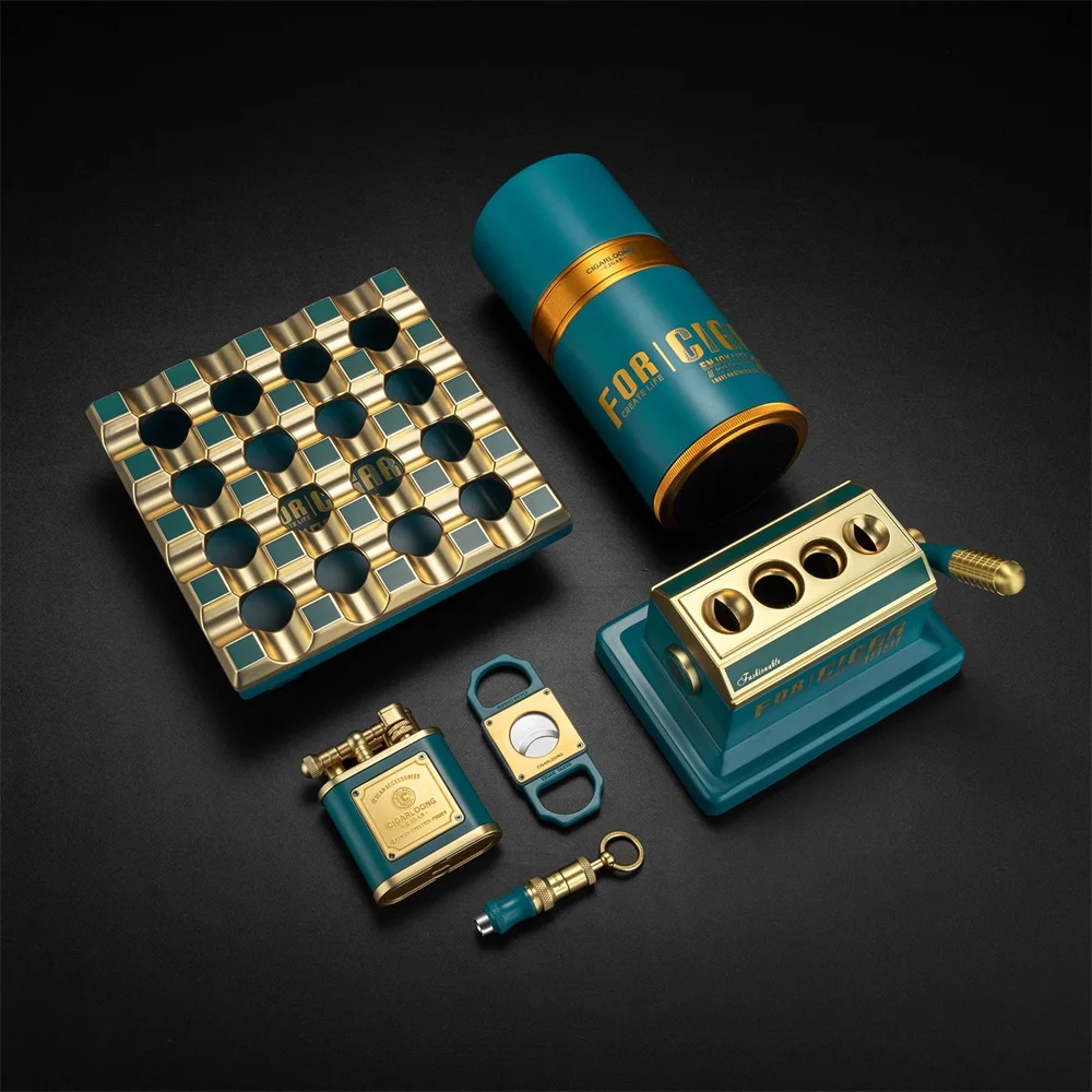 Cigar-Smoking-Accessories-Set-Cigar-Cutter-Portable-Humidor-Lighters ...