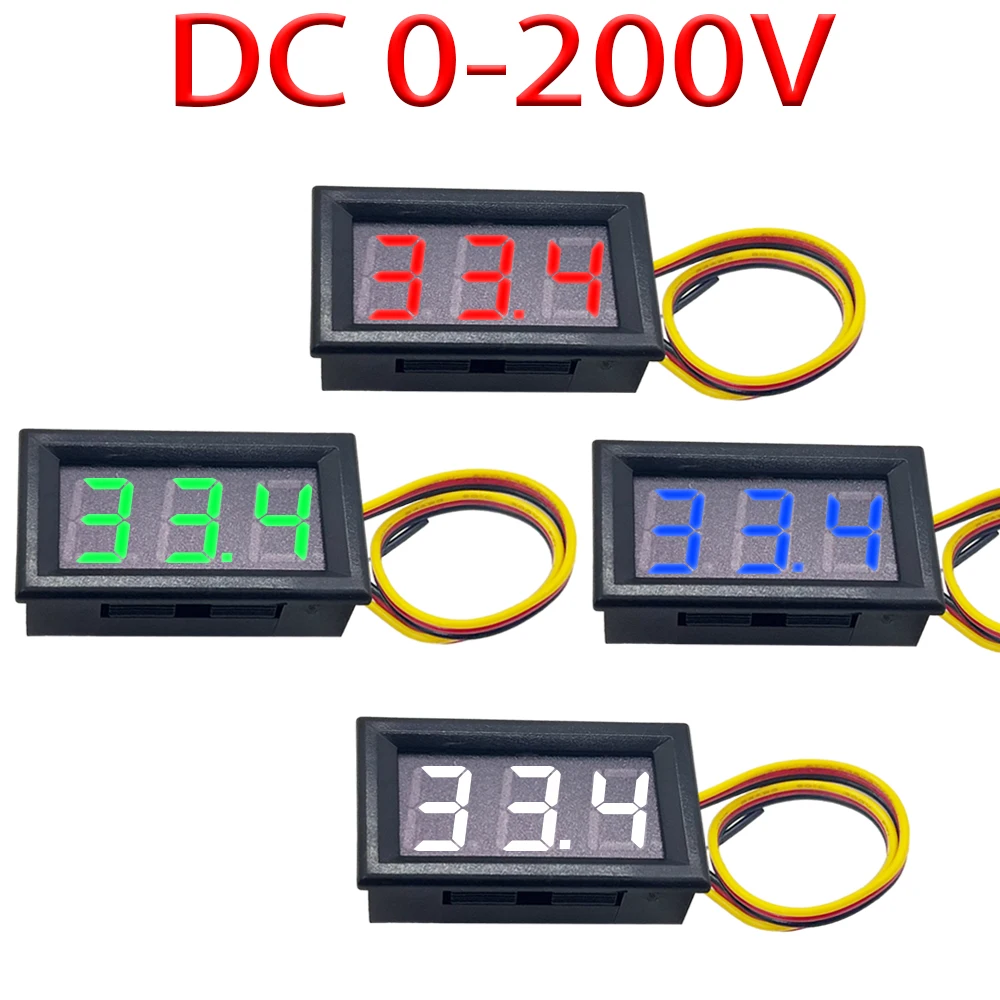 Digital Voltmeter DC 0-200V Digital Voltmeter Voltage Panel Meter Red ...