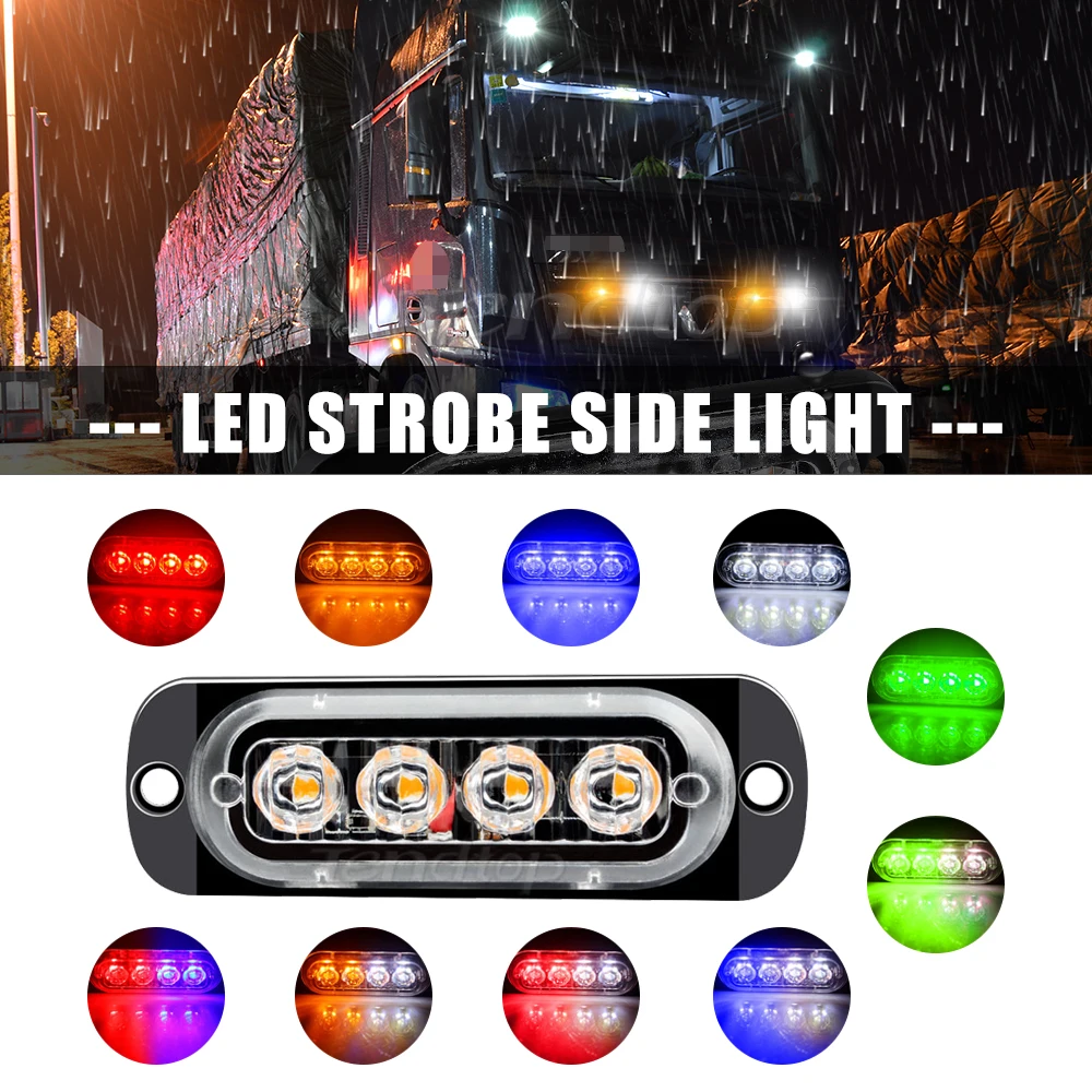 4 LED Strobe Light รถ SUV รถบรรทุก Pick Up Side Marker ไฟ Amber ...