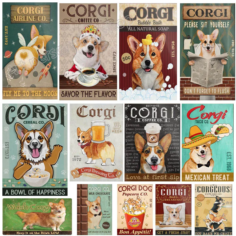 Welsh-Corgi-Dog-Metal-Sign-Keep-It-on-The-Down-Low-Sign-Pet-Shop-Wall ...