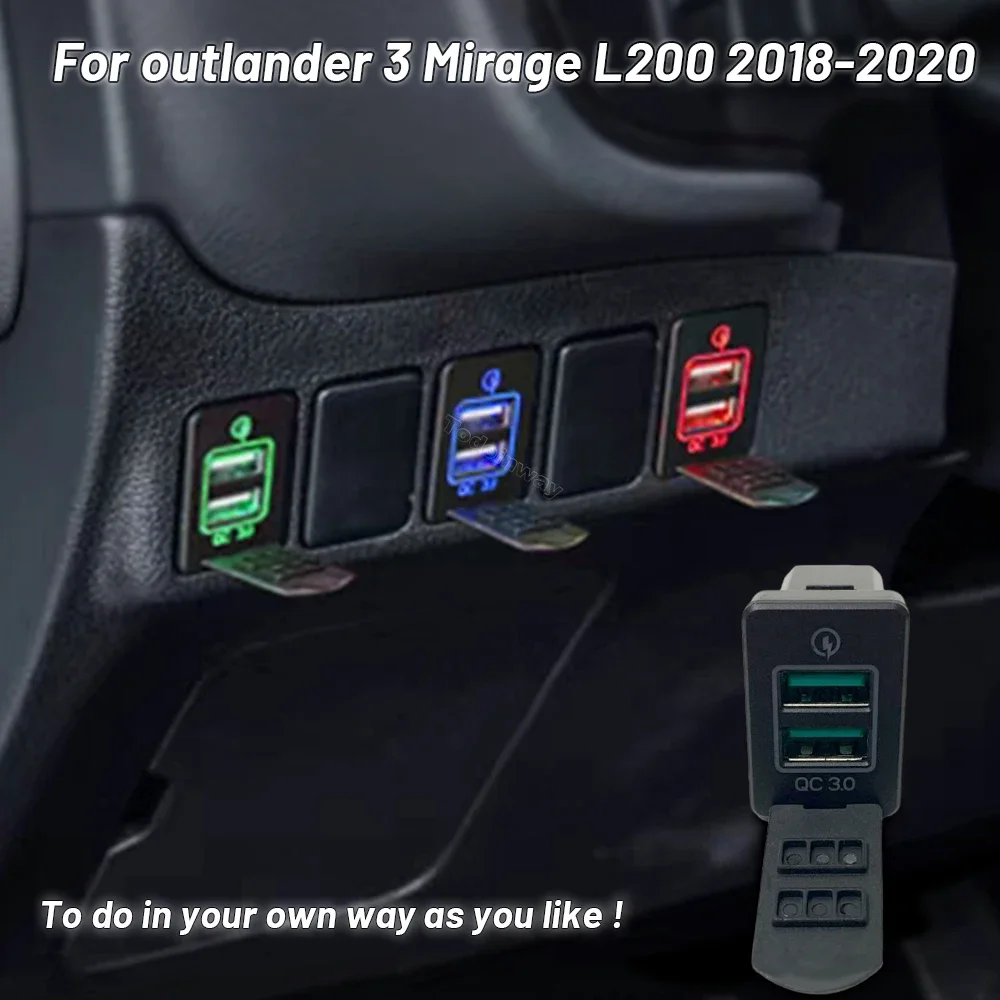 LED QC 3.0 Fast Car Usb Chargers for Outlander Mitsubishi Pajerp Sport ...