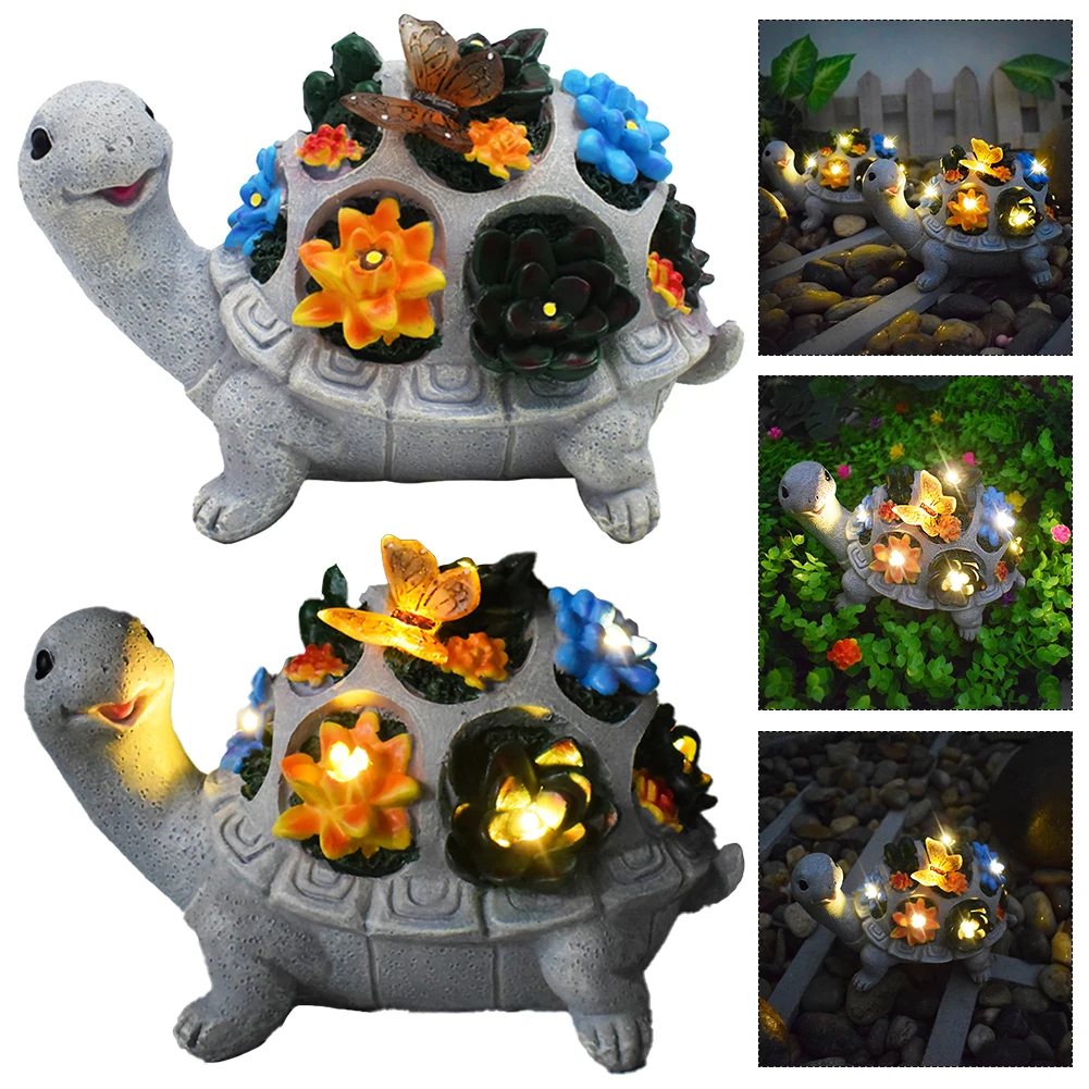 Lawn-Decor-Tortoise-Statue-with-LED-Lights-Garden-Turtle-Statue-with ...