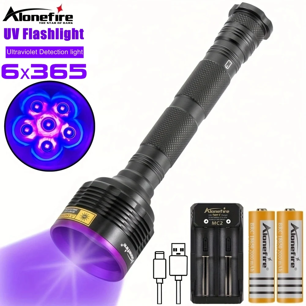30W-6x365nm-Led-Blacklight-UV-Flashlight-Money-Ore-Pet-Stains-Invisible ...