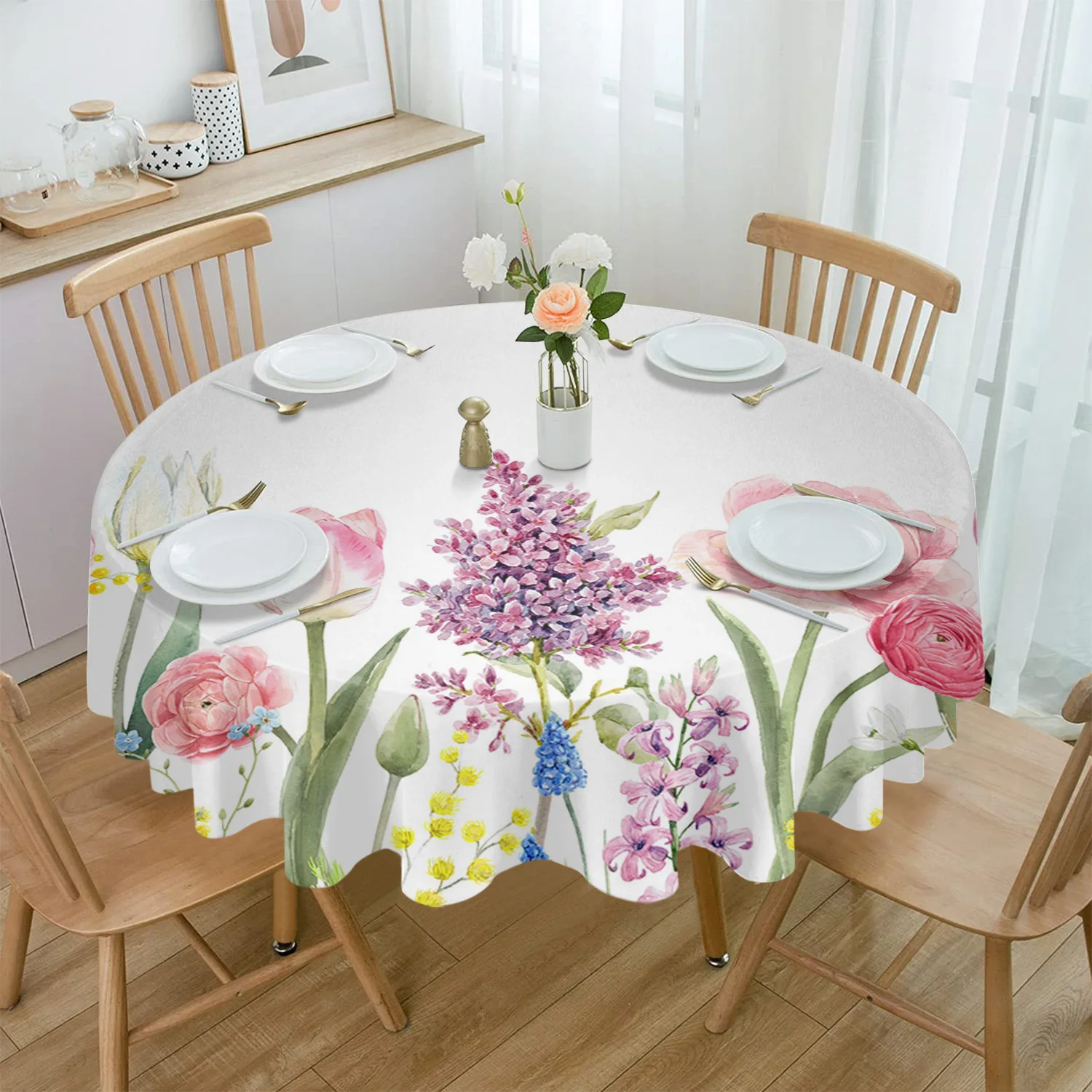 Tulip-Flower-Plants-In-Spring-Round-Table-Cloth-Festival-Dining ...