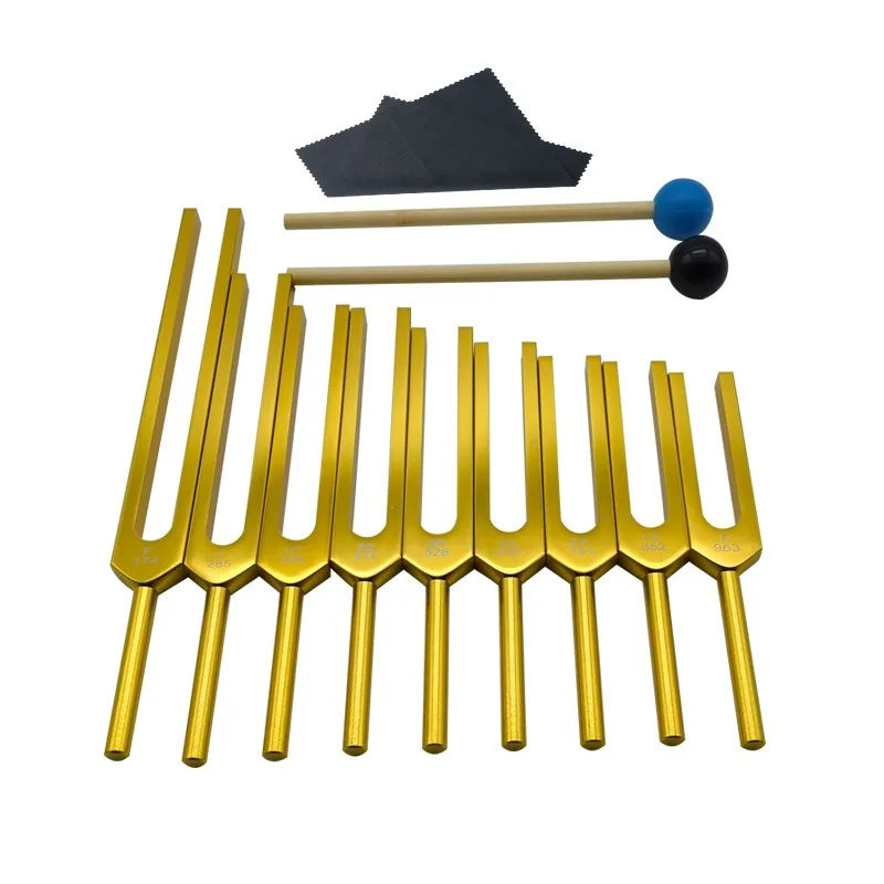 Gold-Tuning-Fork-Set-Aluminium-Alloy-Schumann-Resonance-Tuning-Forks ...