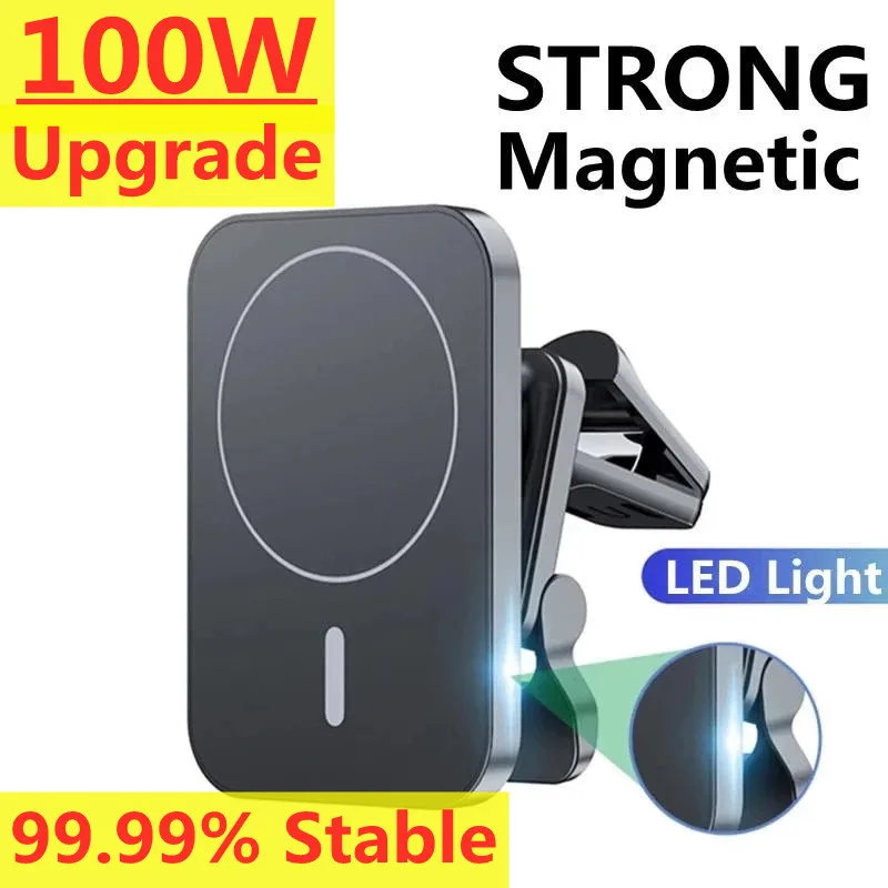 100w 자기 자동차 무선 충전기 전화 충전기 에어 벤트 스탠드 아이폰 12 13 14 미니 프로 최대 자석 흡착 빠른 충전