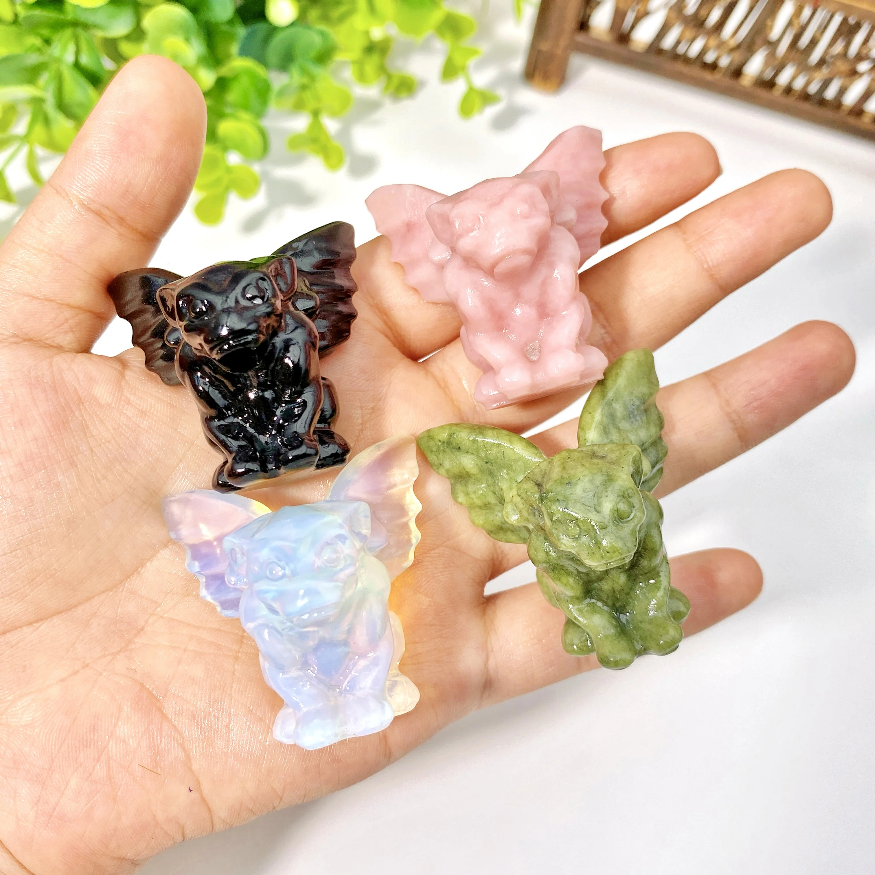 Random 1PC High Quality Gargoyle Carving Decoration Natural Crystal Raw ...