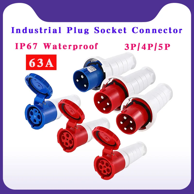 1PCS-63A-380V-415V-Industrial-Plug-and-Socket-Connector-3P-4P-5P-IP67 ...