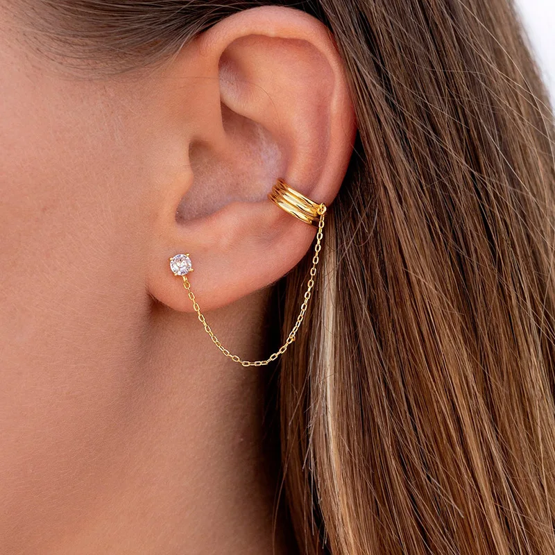 Stainless Steel Chain Stud Earrings | Stainless Steel Cartilage ...
