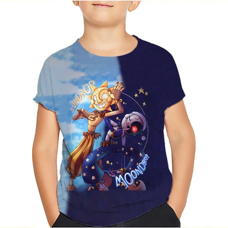 Kids-Fnaf-Sundrop-Moondrop-T-Shirts-Summer-Boys-Girls-Cartoon-BOSS-T ...