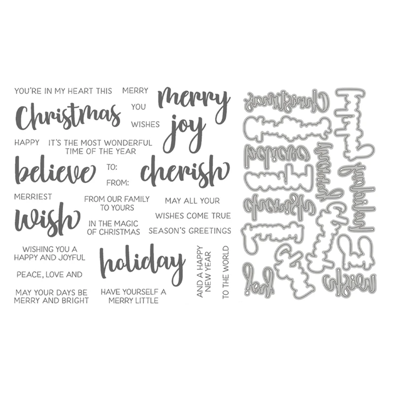 Christmas Words Clear Stamps For New 2021 Scrapbooking Paper Making ...