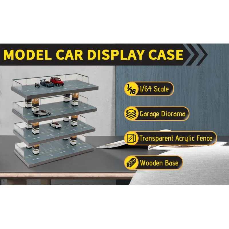 1/64 Scale 4 Tiers Diecast Model Car Display Case Scenery Diorama ...