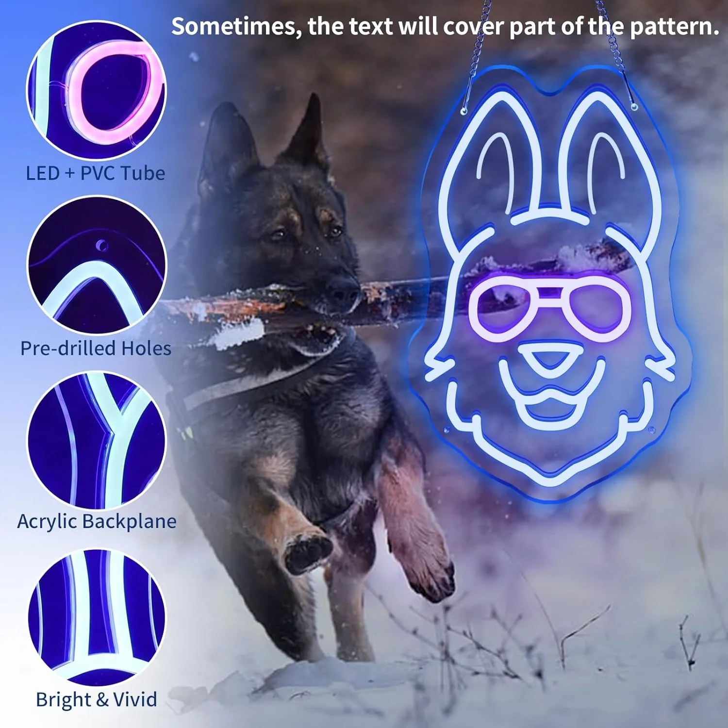 German Shepherd Neon Lights - wigglelove