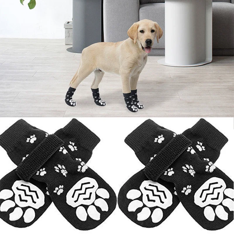 Calcetines-de-punto-con-patr-n-de-pata-de-piezas-para-perro-zapatos-de ...
