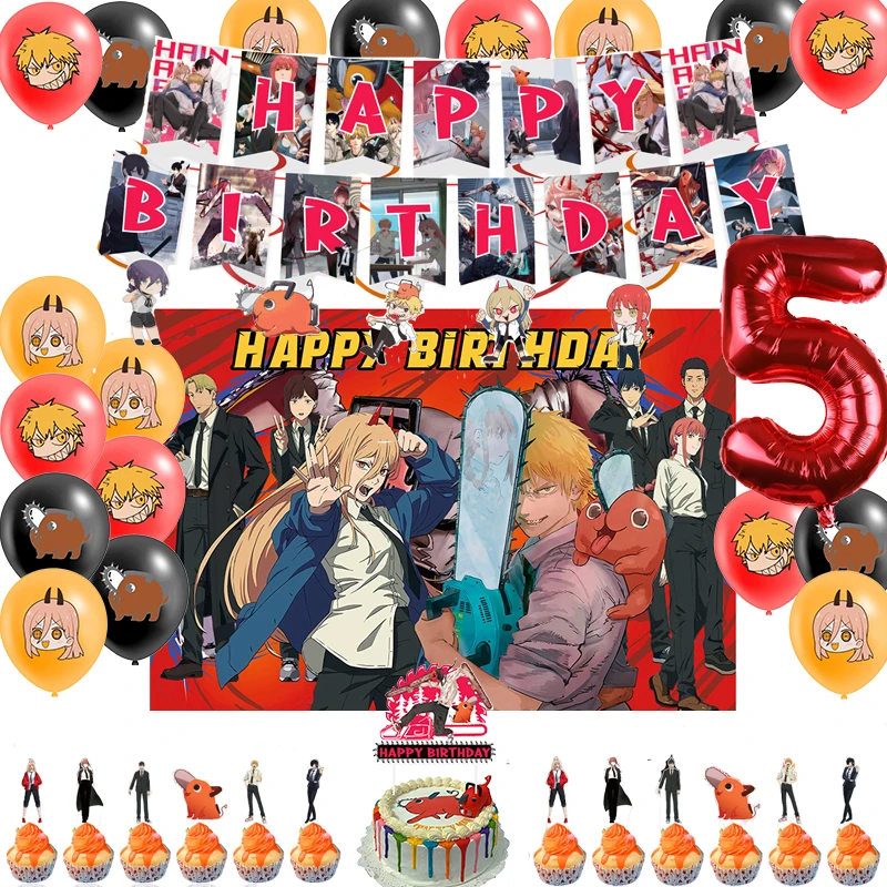 The-Animation-Chainsaw-Man-Birthday-Party-Decoration-Balloon-Banner ...