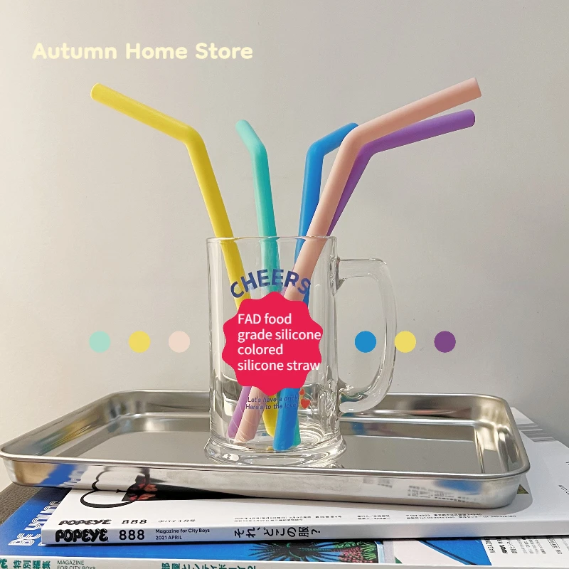 Food-Grade-Silicone-Straw-Juice-Colored-Straw-Large-Capacity-Beverage ...