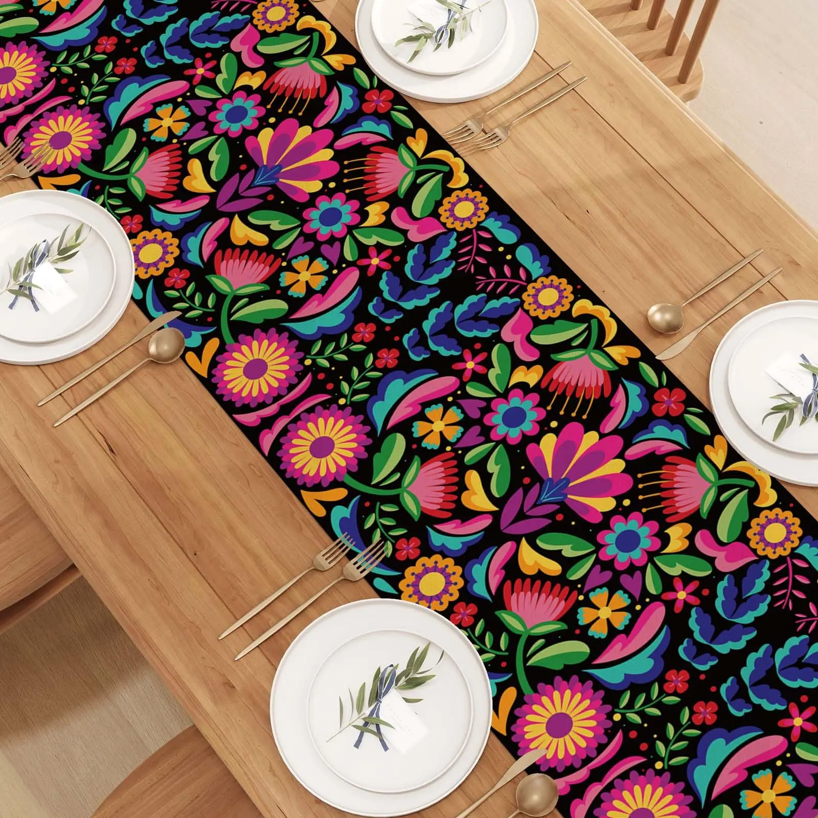 1pc Linen festival Table Runner Mexican Themed Party Decor for Table ...