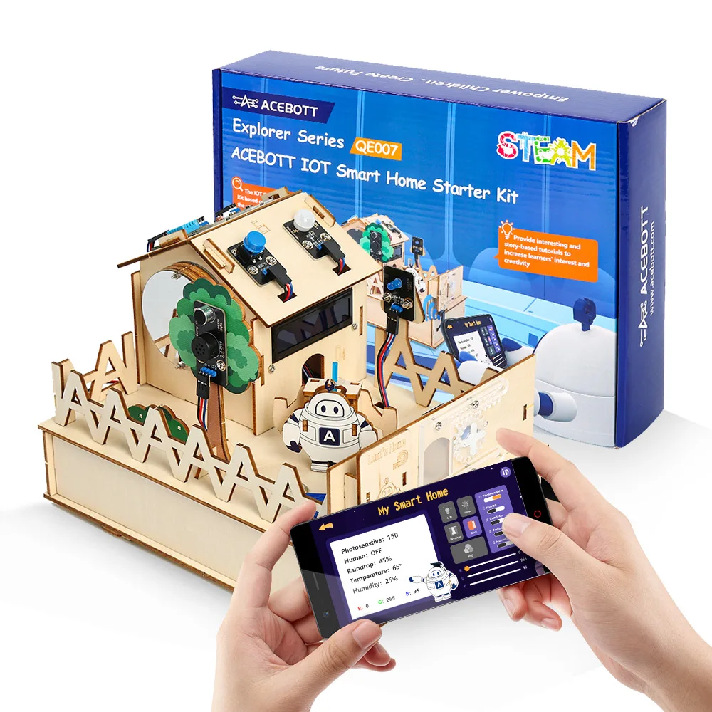 Acebot Diy 스마트 홈 키트 아두이노 키트 로봇 스타터 자동화 프로젝트 Esp32 용 목제 집 학습 키트 Best5 Digital Shop
