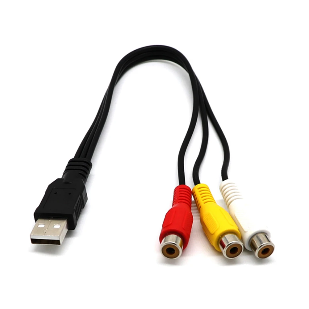 USB-Male-to-3RCA-RGB-Female-AV-Audio-Video-Composite-Cable-Cord-Adapter ...