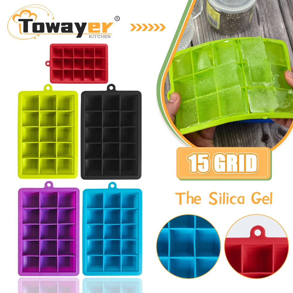 15-Grid-Big-Ice-Tray-Mold-Giant-Jumbo-Large-Food-Grade-Silicone-Ice ...