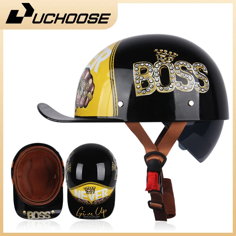 Adult-Open-Face-Summer-Retro-Motorcycle-Vintage-Half-Helmet-Baseball ...