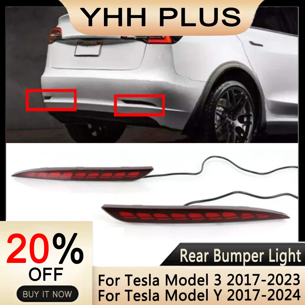 ModelY 2024 Rear Bumper LED Fog Lights Streamer Turn Signal Lamps Tail ...